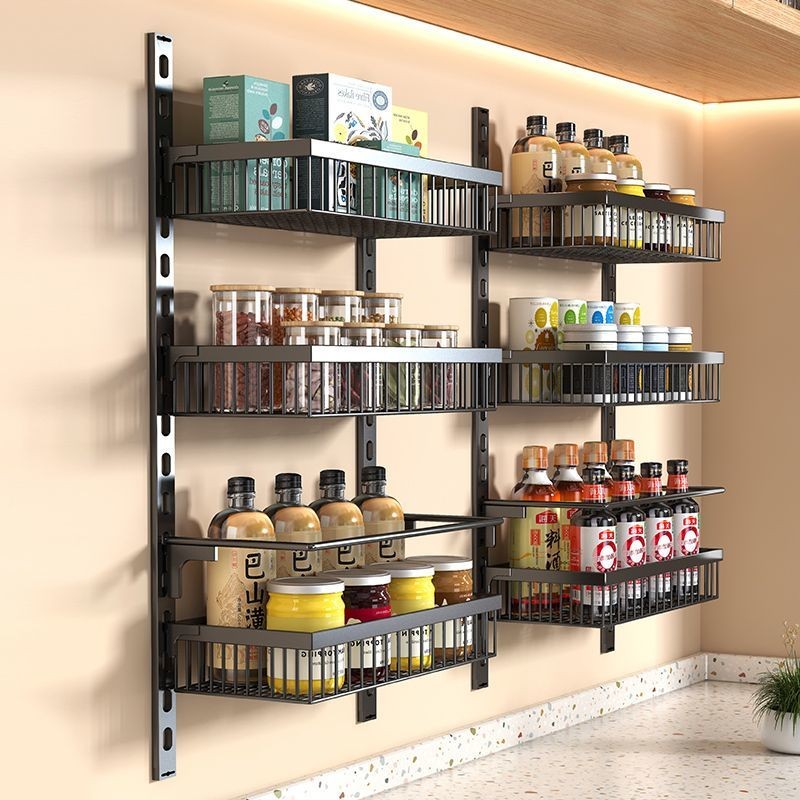 Behind Door Rack Perforation-Free Wall-Mounted Condiment Rack Wall ...
