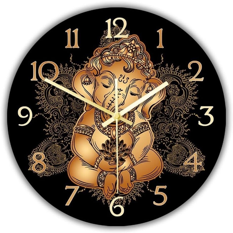 Cute Toddler Lord Ganesha Silent Wall Clock, Hindu God Indian Festival ...