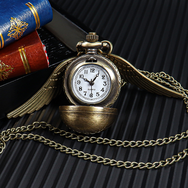 Pocket Watch Harry Potter Snitch Wings Necklace Creative Vintage Pocket ...