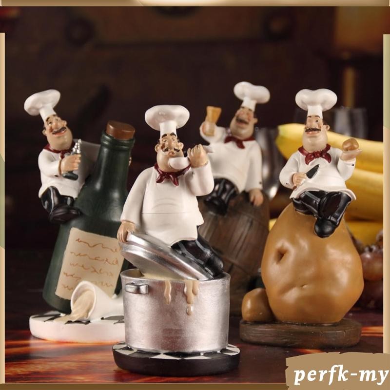 [PerfkMY] European Resin Chef Figurine Miniature Statue Cooking Kitchen ...