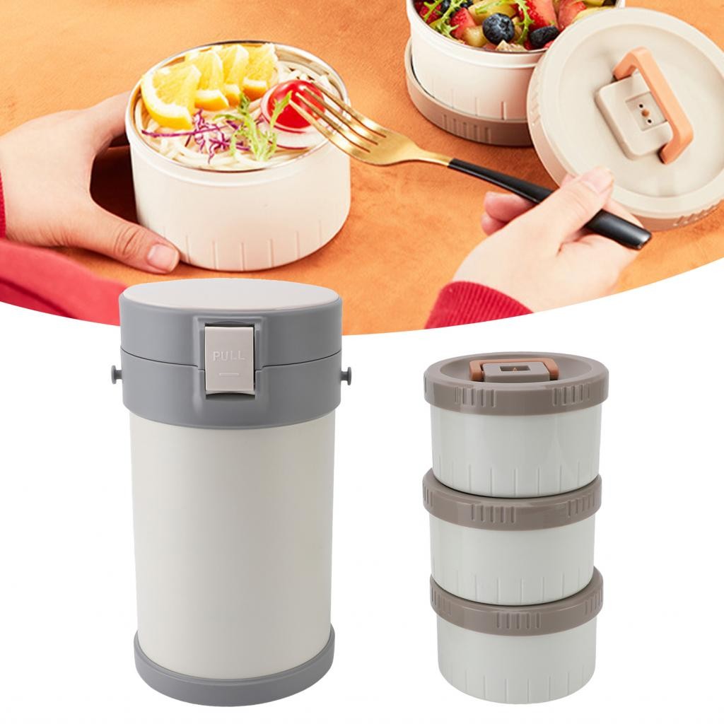 Kkala Pssopp Insulated Food Jar Thermos 3 Tier Compact Design Microwave ...