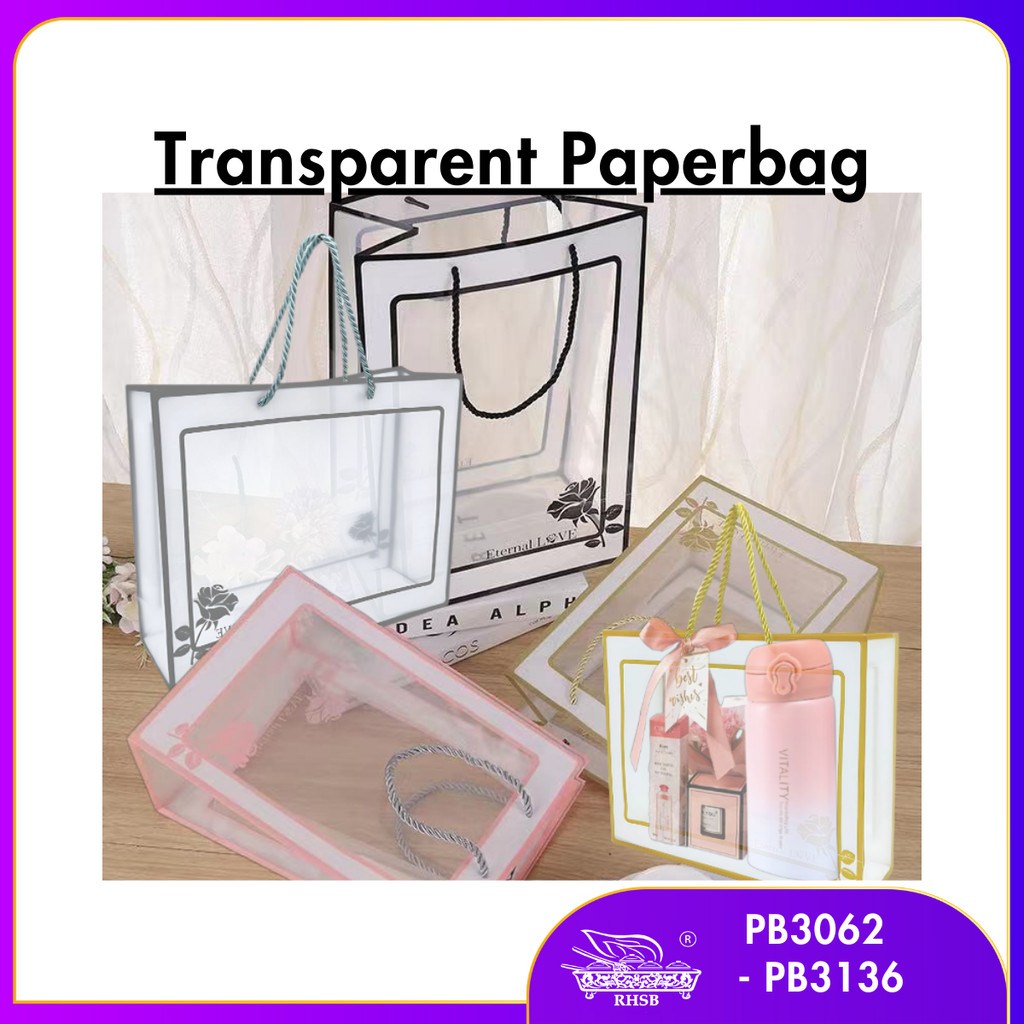 1PC PVC TOTE BAG/ WEDDING DOORGIFT BAG/ GIFT BAG/TRANSPARENT PAPER BAG ...