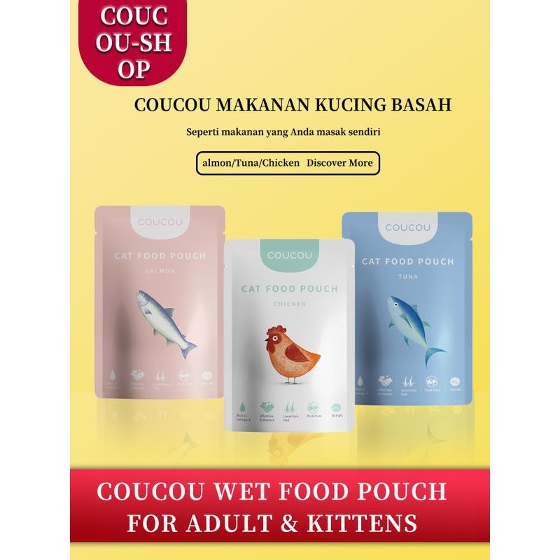 [4 boxes with 48 packets] Makanan Basah Kucing Premium COUCOU Pouch ...