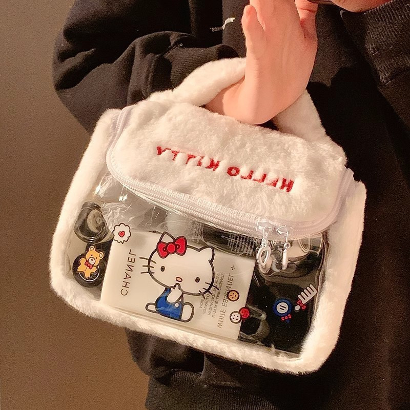1 Piece Pack Hello Kitty Cosmetic Bag Large Capacity Cosmetic Bag Plush ...