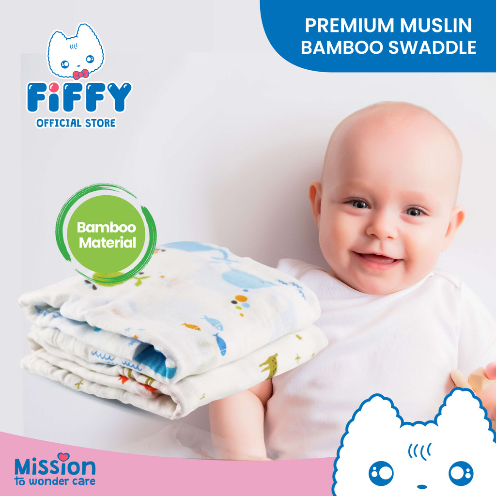 FIFFY PREMIUM MUSLIN BAMBOO SWADDLE x 2 PCS (98-632) | Shopee Malaysia