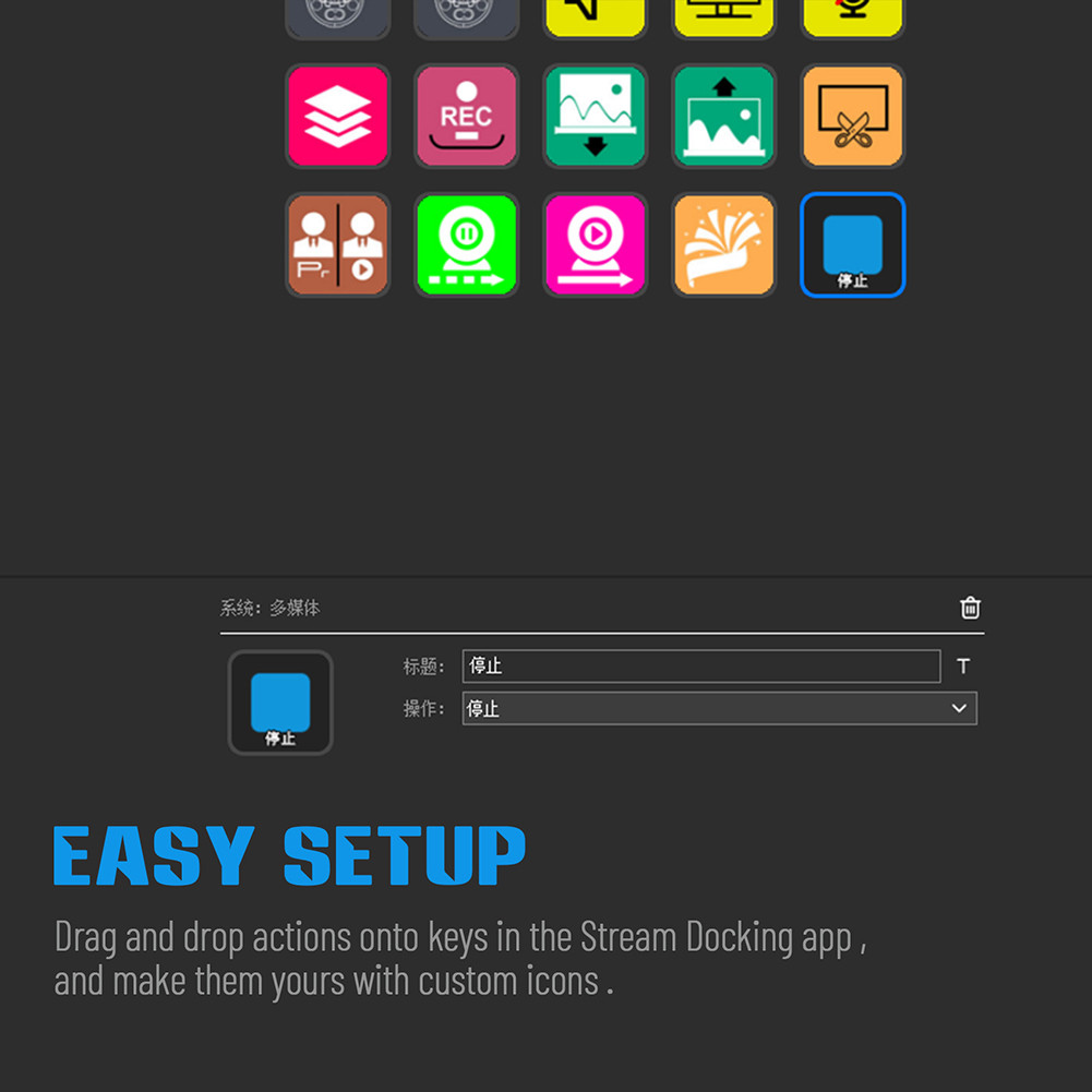 For StreamDeck Mini Visual Keyboard 15 Keys LCD Button Controller Visual Keyboard Studio ...