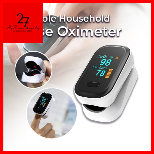 Portable Finger Oximeter with SpO2 Pulse Rate Monitor - Data Measurement - Oxygen Blood Oxy ...