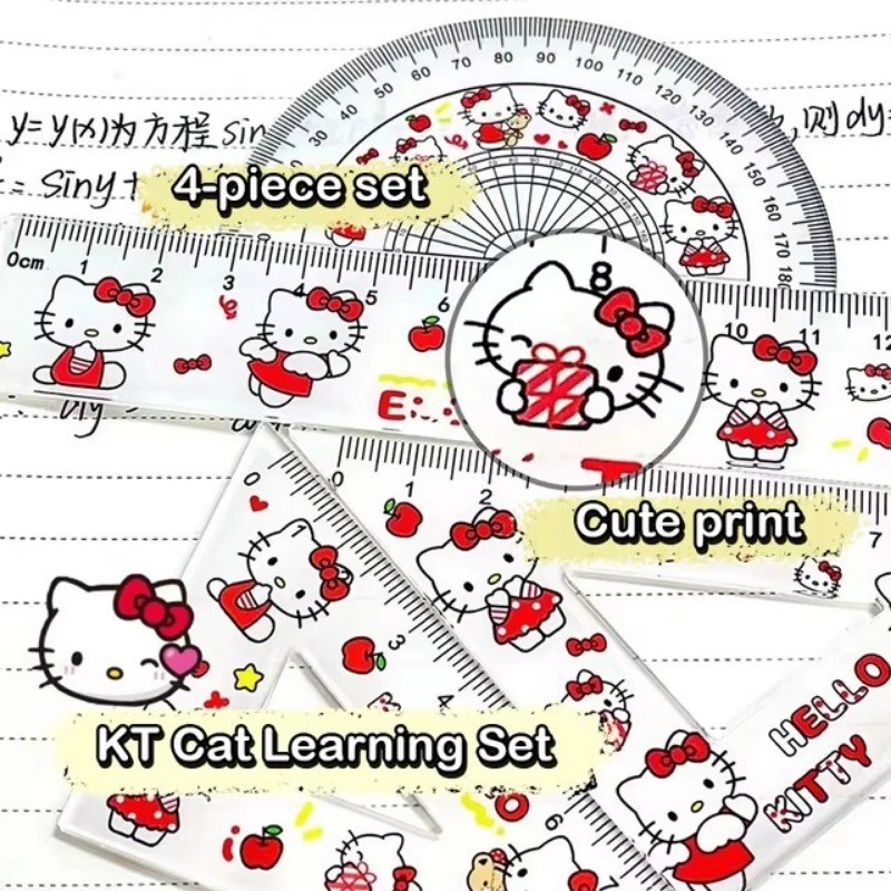 Sanrio Student Ruler 4 Piece Set Hello Kitty My Melody Kuromi Cartoon ...
