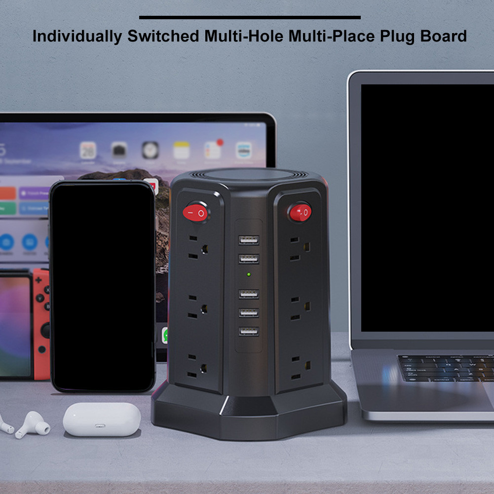 US Multi Vertical Socket 1250W 10A Universal Socket with 1.8m Extension ...