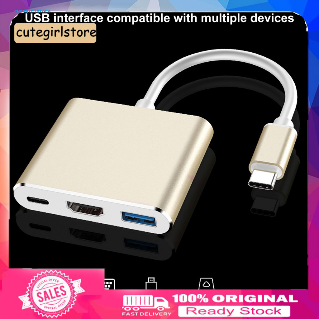 Cute_ 3 in 1 Converter Cord for Laptop USB31 Type-C to USB30 HDMI ...
