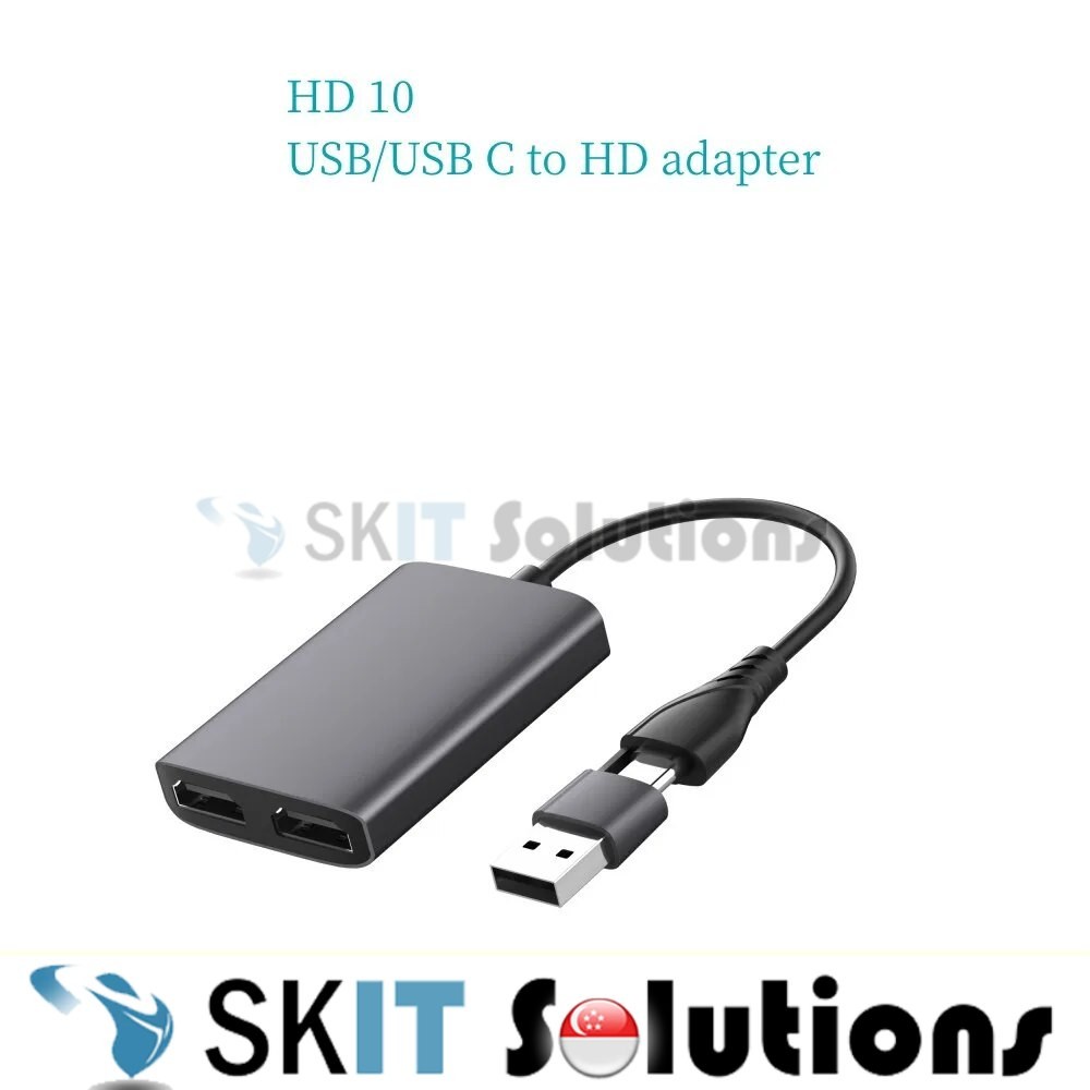 HD10 USB3.0 USB C to 2 HDMI-Compatible Female Adapter Dual 4K Display ...
