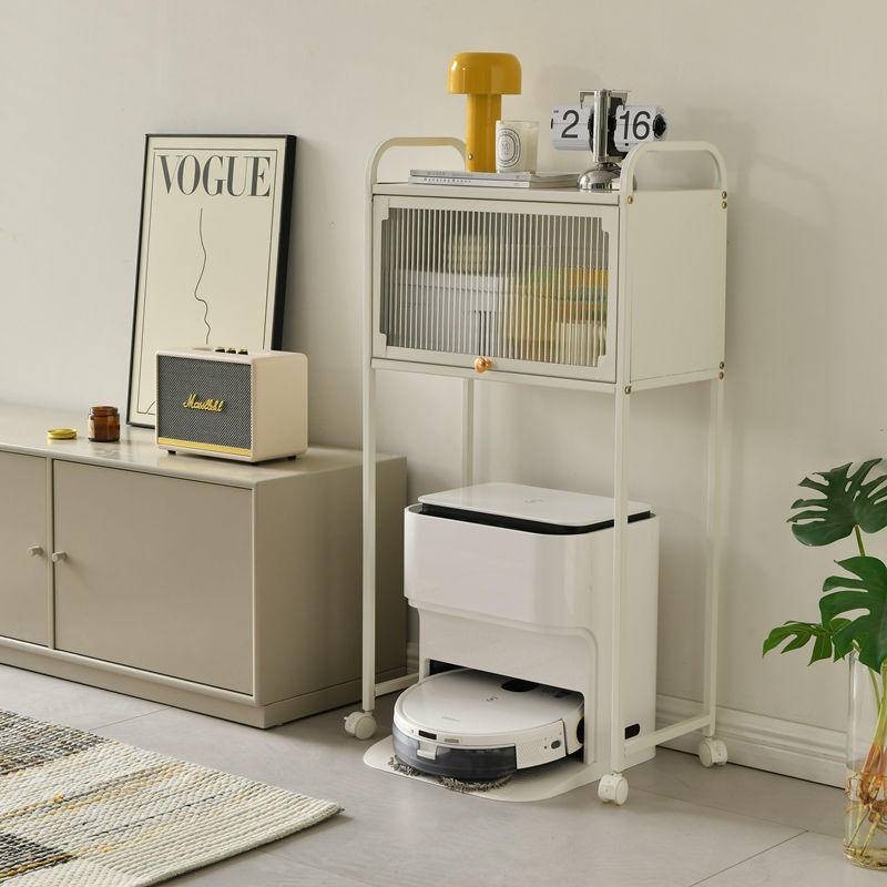Robotic vacuum cleaner storage rack with movable shelves and floor ...