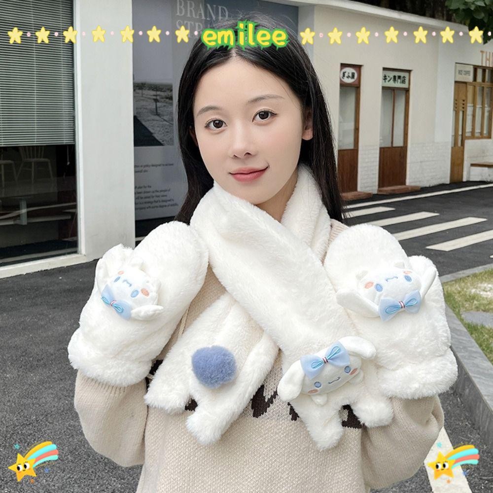 EMIL Plush Scarf Gloves Set, CuteCartoon Hello Kitty Black Pacha Dog ...