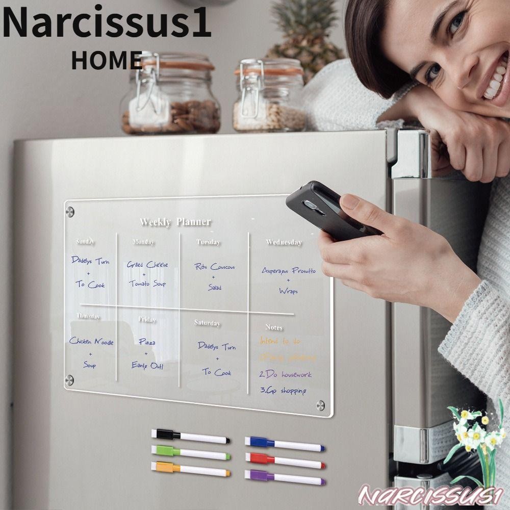 NARCISSUS Acrylic Magnetic Message Board, Transparent Schedule Board Drawing Board for Fridge ...