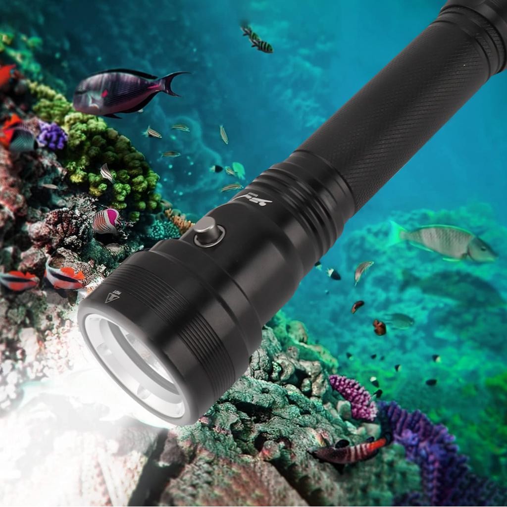 Sakurabc Scuba Diving Flashlight 6000lm IPX8 Waterproof Underwater LED ...