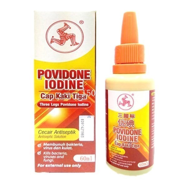 Three Legs Povidone Iodine Drop Cap Kaki Tiga Antiseptic | Shopee Malaysia