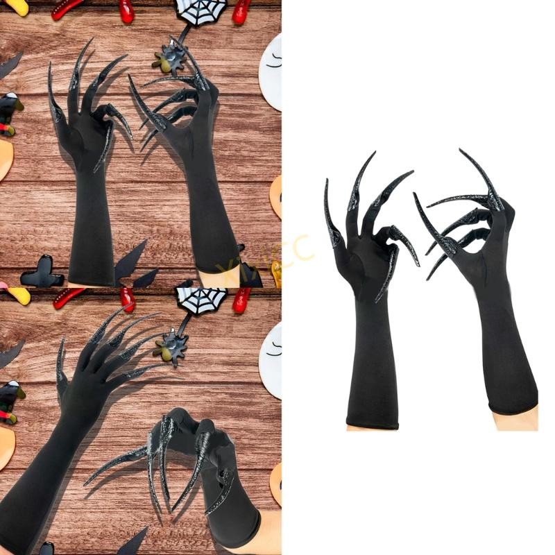 XixiCC Dark Series Cosplay Nails Gloves Halloween Costume Witch Gloves ...