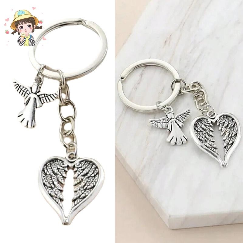 Fashion Guardian Angel Keychain, Heart-Shaped Wings Keychain, Retro ...