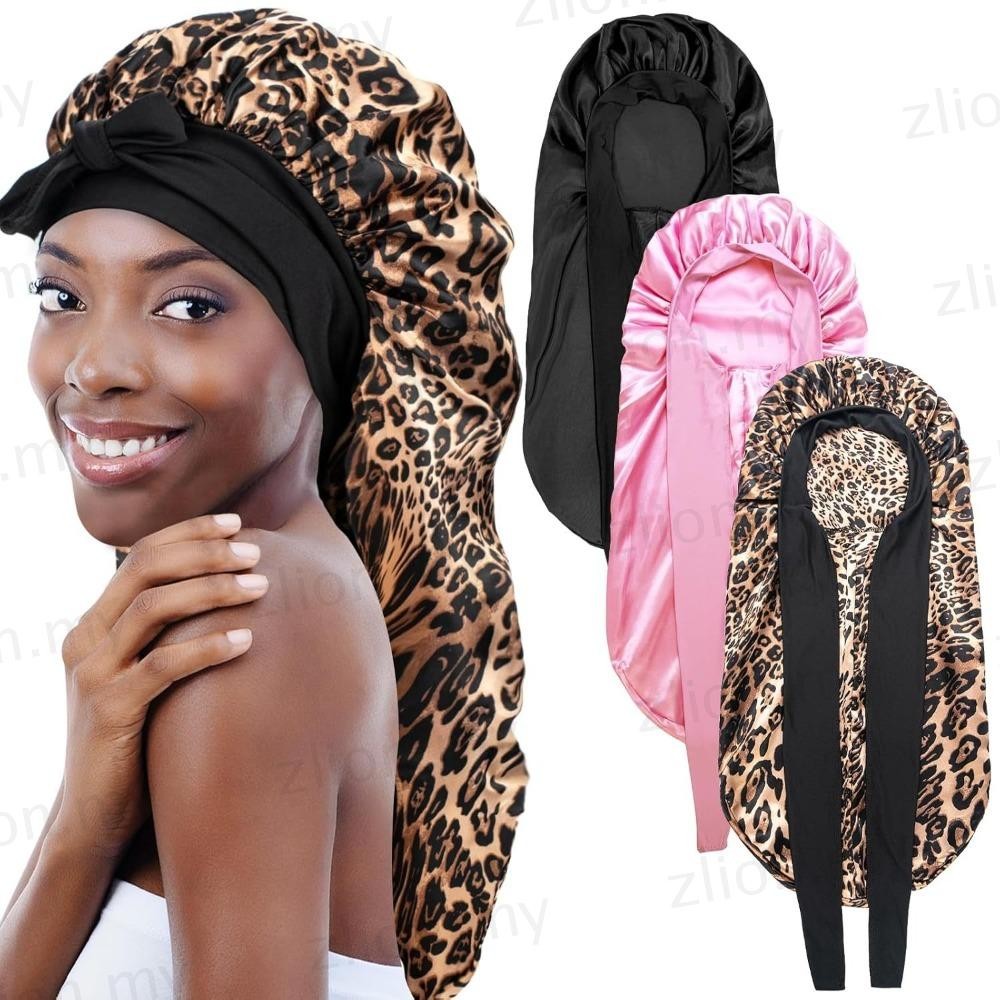 ZLION Women Long Sleep Cap, Extra Large Wide Brim Satin Sleep Bonnet ...