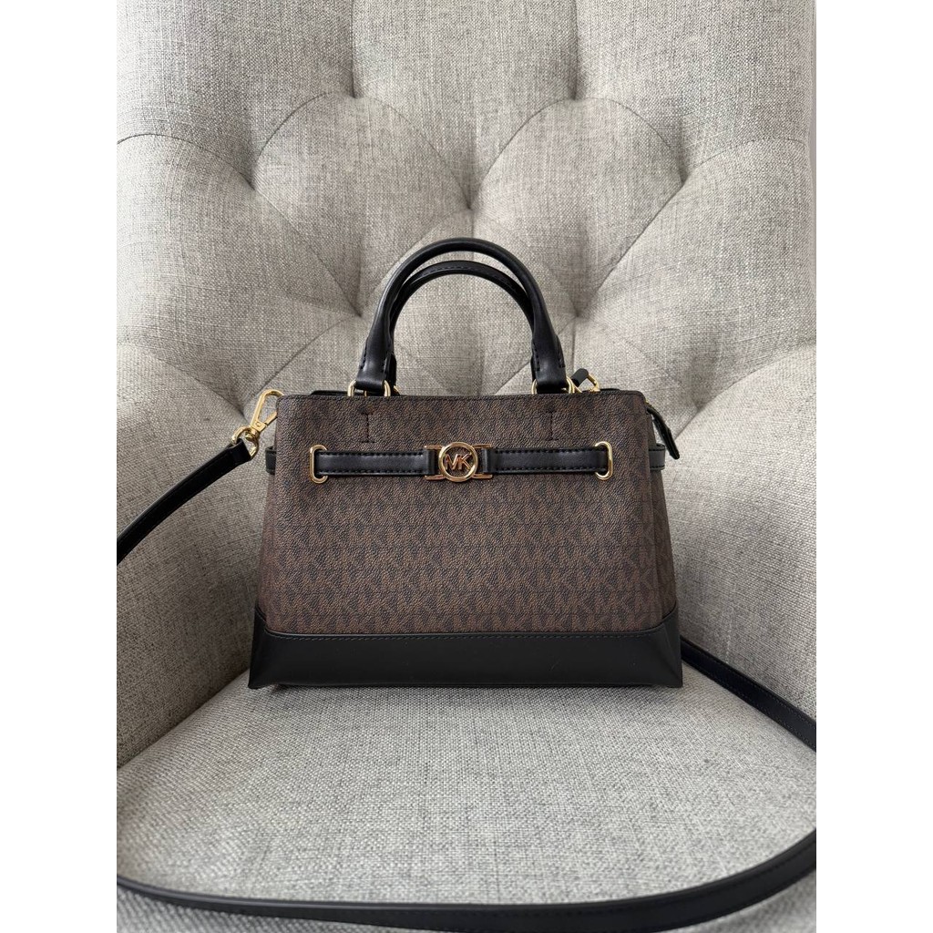 MK Reed Small Satchel in Signature Brown Black (35F4G6RS1B) | Shopee ...