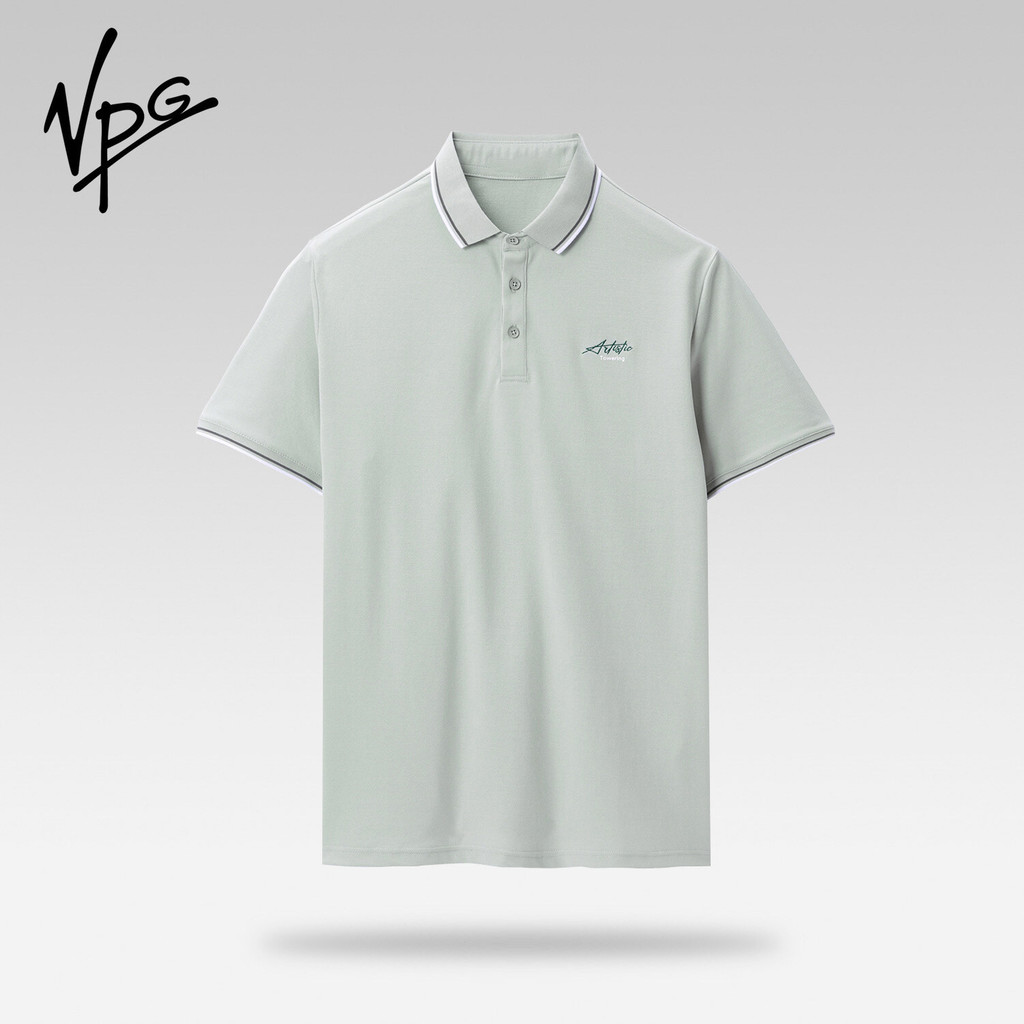VPG Men's Mint Green Polo Shirt Short Sleeve Collared with White Trim ...
