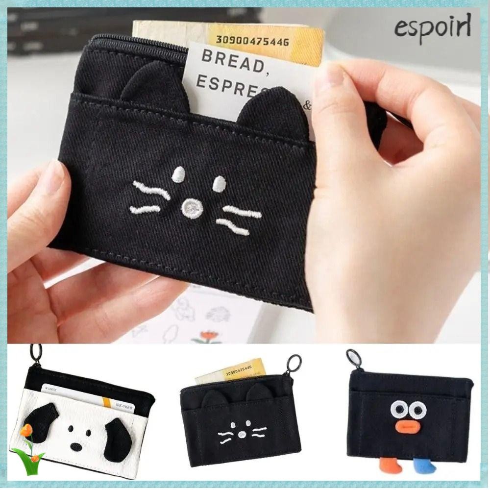 ESPOIR Cat Pattern Coin Purse, Polyester Simple Cartoon Folding Zero ...