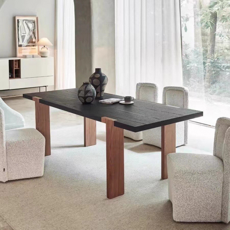 Nordic Light Luxury Solid Wood Dining Table Medieval Designer Simple ...