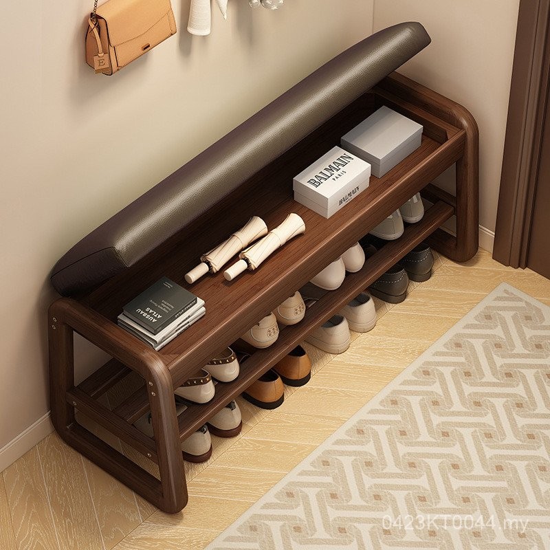 Entry Integrated High-End Entrance Stool Solid Wood Shoe Changing Stool ...