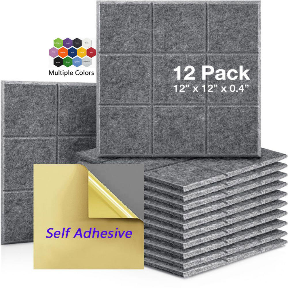 12 Pack Soundproof Wall Panels Self-adhesive Acoustic Panels 12"X12"X0 ...