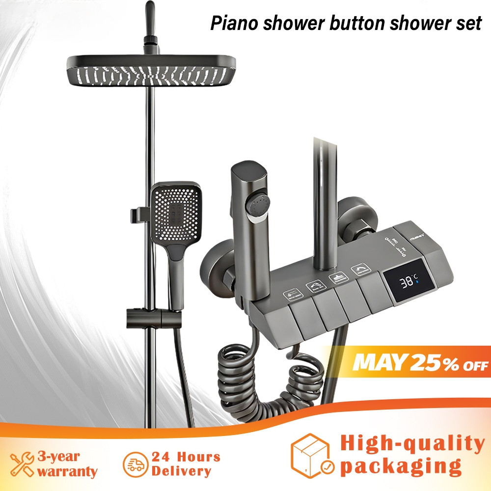 Shower Set Shower Digital Display Rainfall Shower Brass Bathroom Shower ...