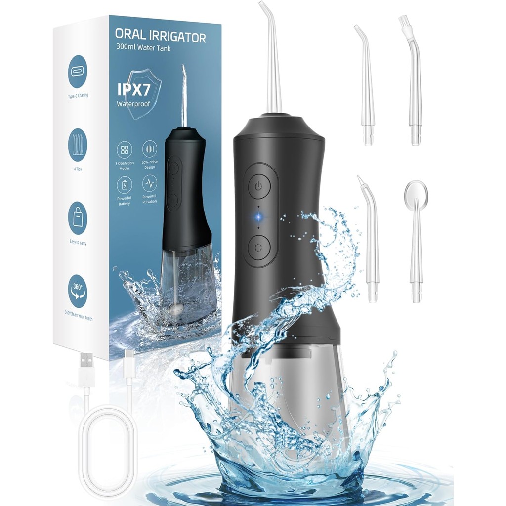 Water Flosser, Water Dental Flosser Pick for Teeth, 300ML IPX7 ...