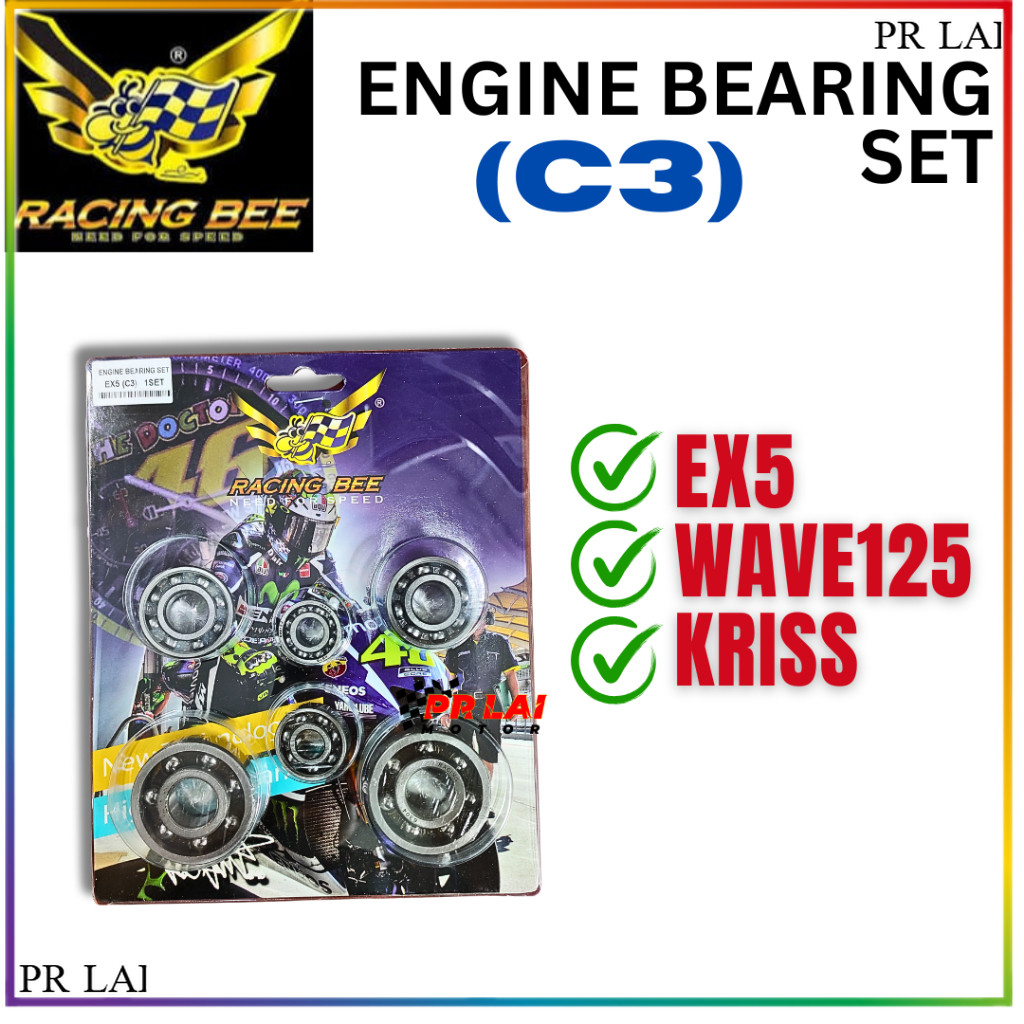 RACING BEE ENGINE BEARING SET(C3)EX5/WAVE125/KRISS enjin full set w125 ...
