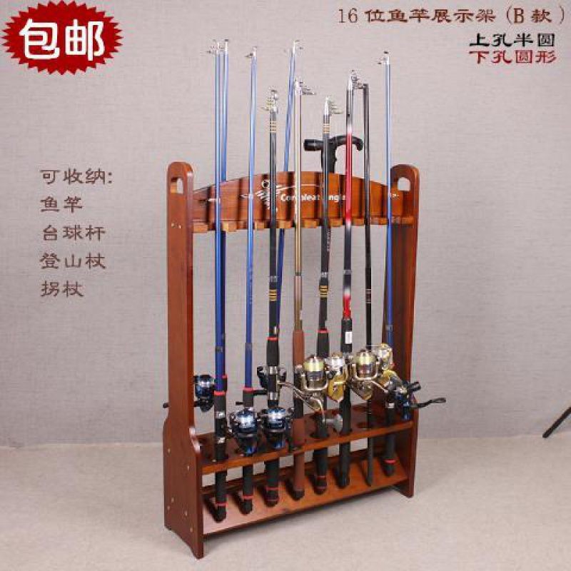 Rak joran Taiwan rak rod pancing 16-bit Amerika, kayu padat, rak ...