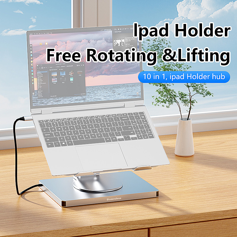 Blueendless Foldable 10 in 1 Type-C Docking Station Laptop Holder Hub ...