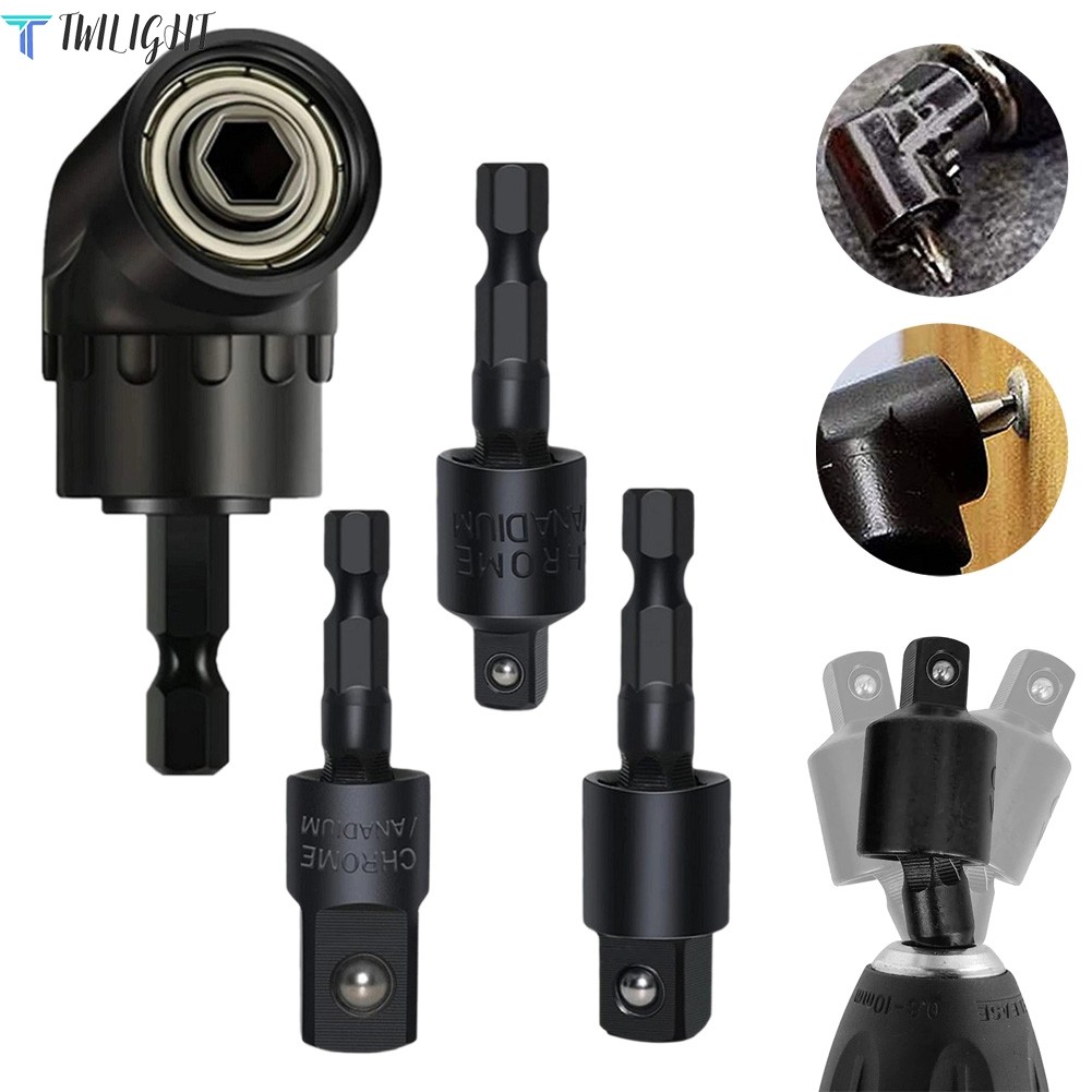 4 in1 For 360° Rotatable Socket Adapter w/ 105 Degree Angle Screwdriver ...