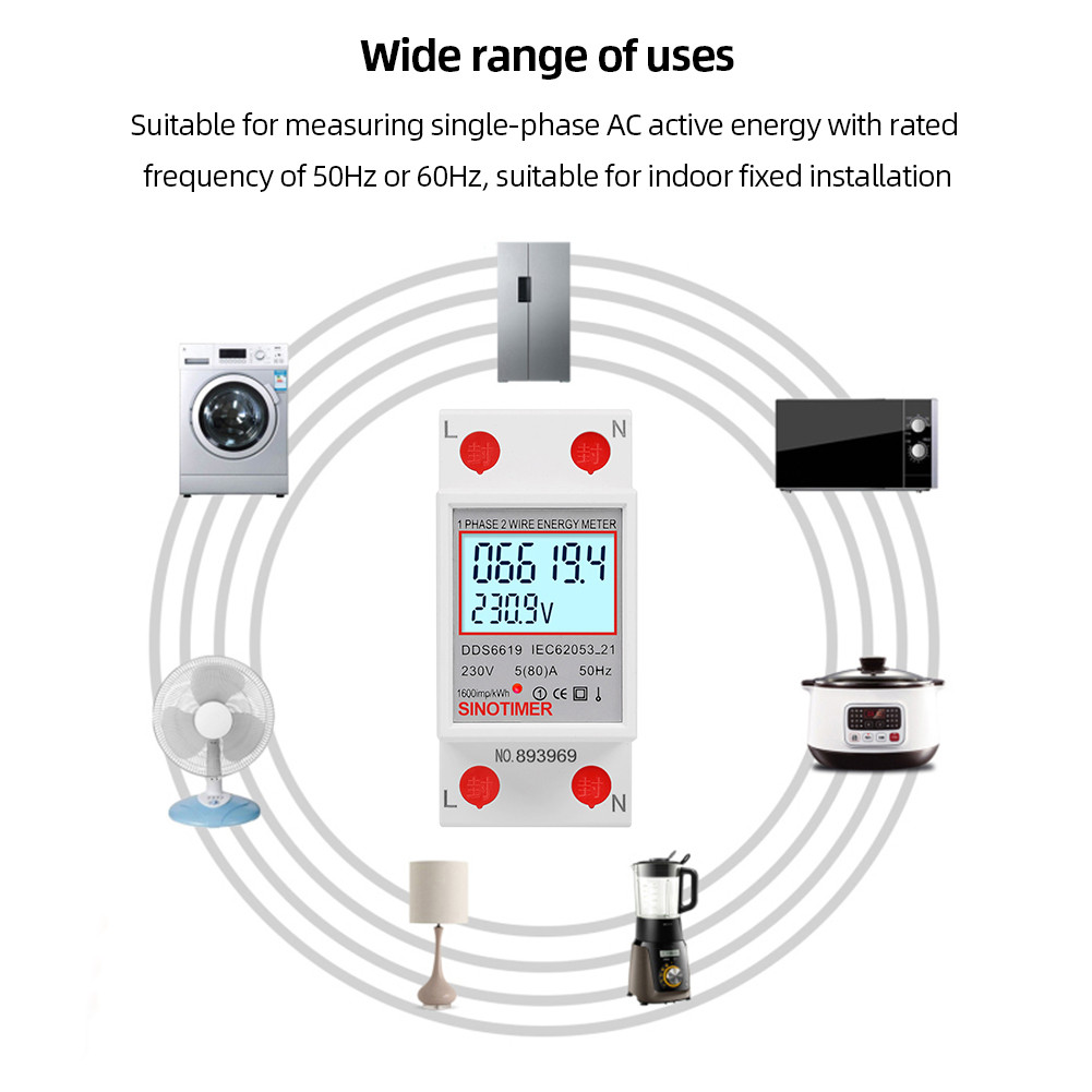 Digital Electric Energy Monitor LCD Display 220V 230V KWH Electric ...