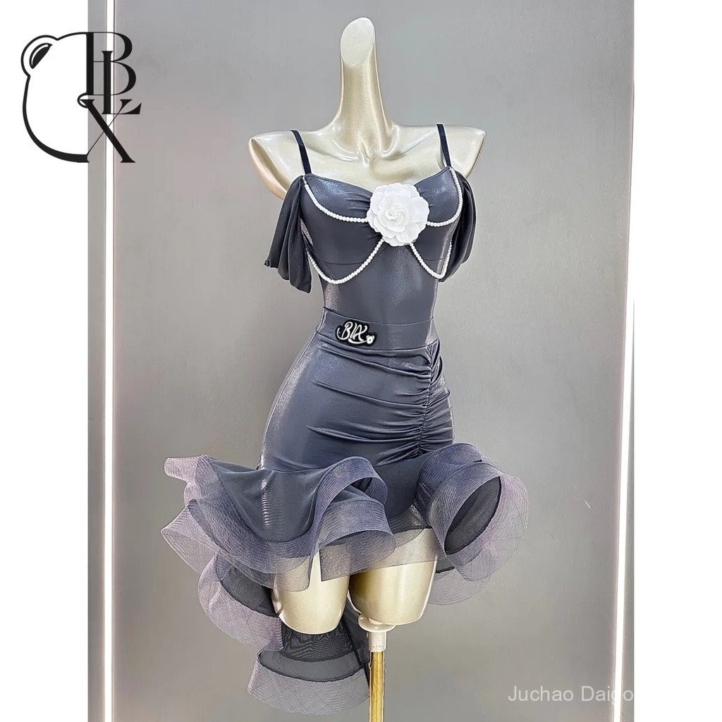 Blx Peacock Net Gauze Fishbone Latin Dance Suit Split Suit Professional ...