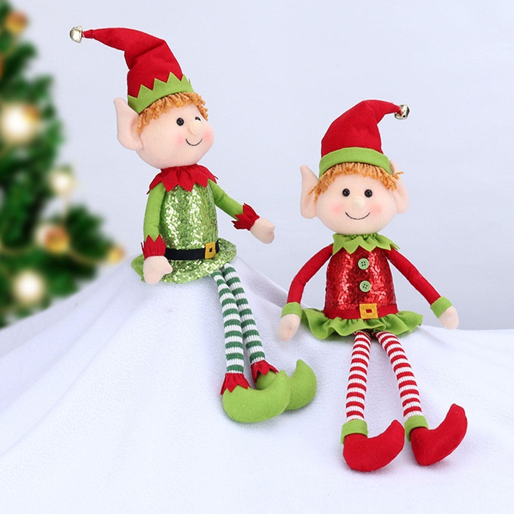 Plush Elf Doll Long Leg Elf Dolls for Christmas Tree Fine Craftsmanship ...