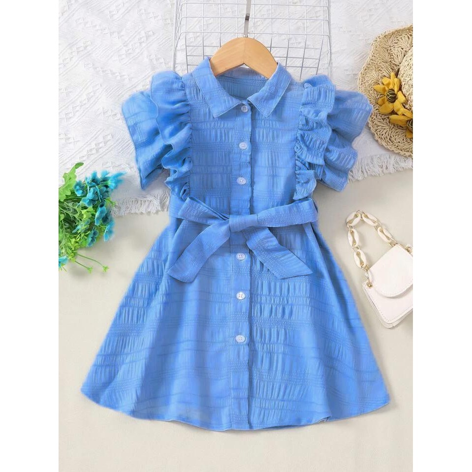 S867 SHEIN (8-11Y), Kid's Girl Ruffle Sleeve Dress | Shopee Malaysia