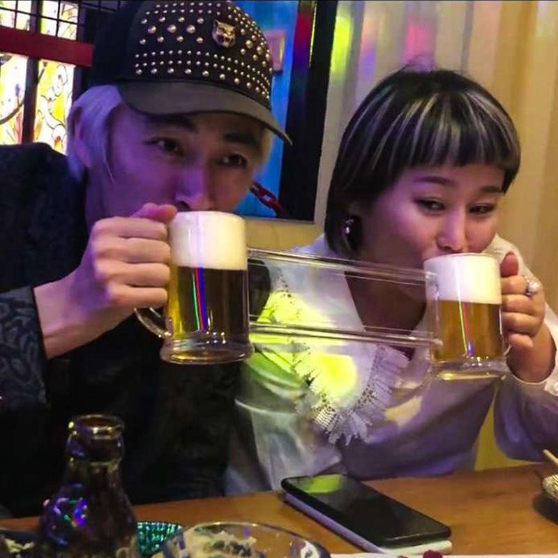 Conjoined Drawing Beer Glass Shock-resistant Double Dating Take off ...