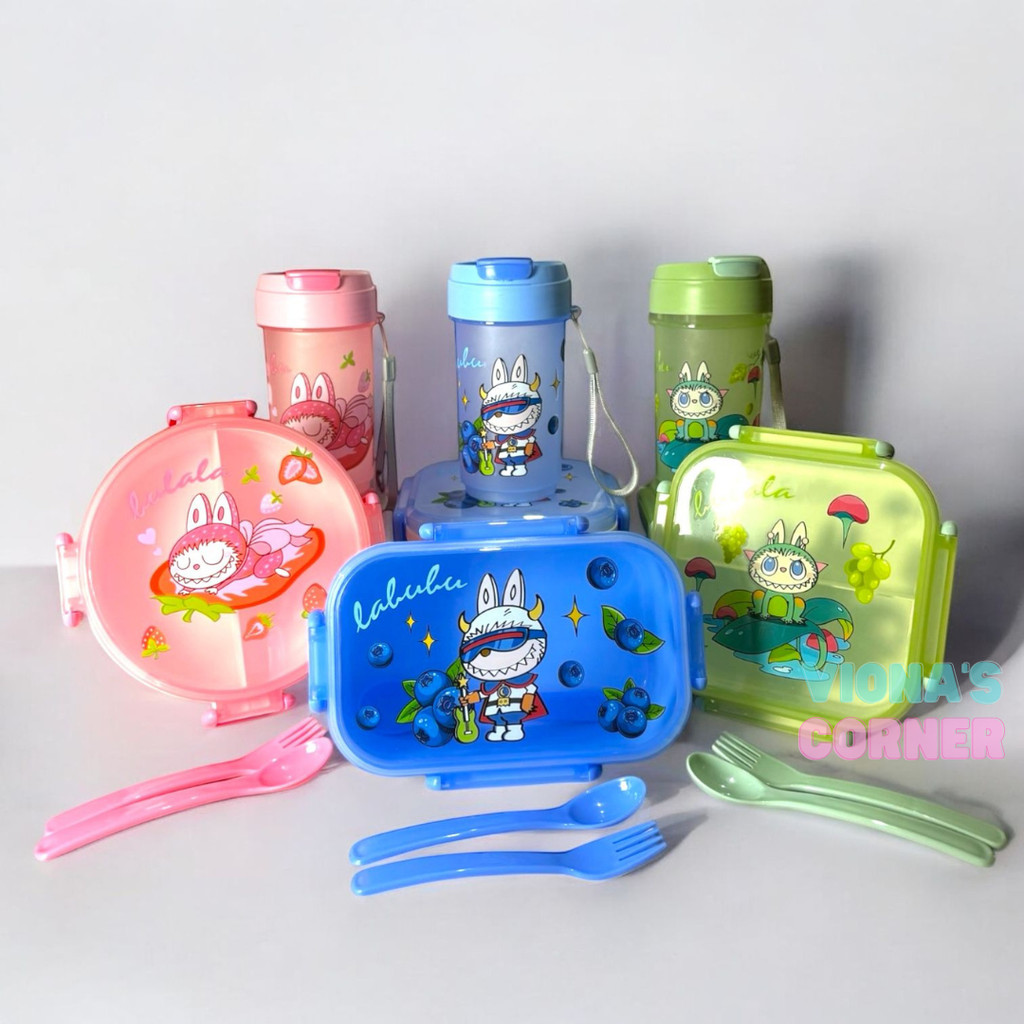 Labubu Lunch Box BPA Free Misting Drink Bottle Lunch Box Set Unique ...