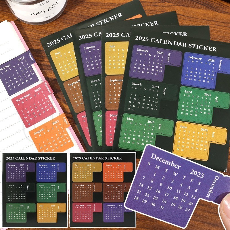 2025 Calendar Sticker - Bookmark Sticker - Notebook Tags - Yearly ...