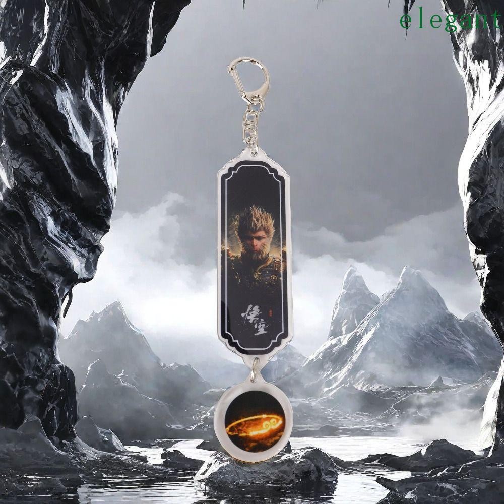 ELEGANT WuKong Figure Keychain, Gold Band Chinese Style Acrylic Keyring ...