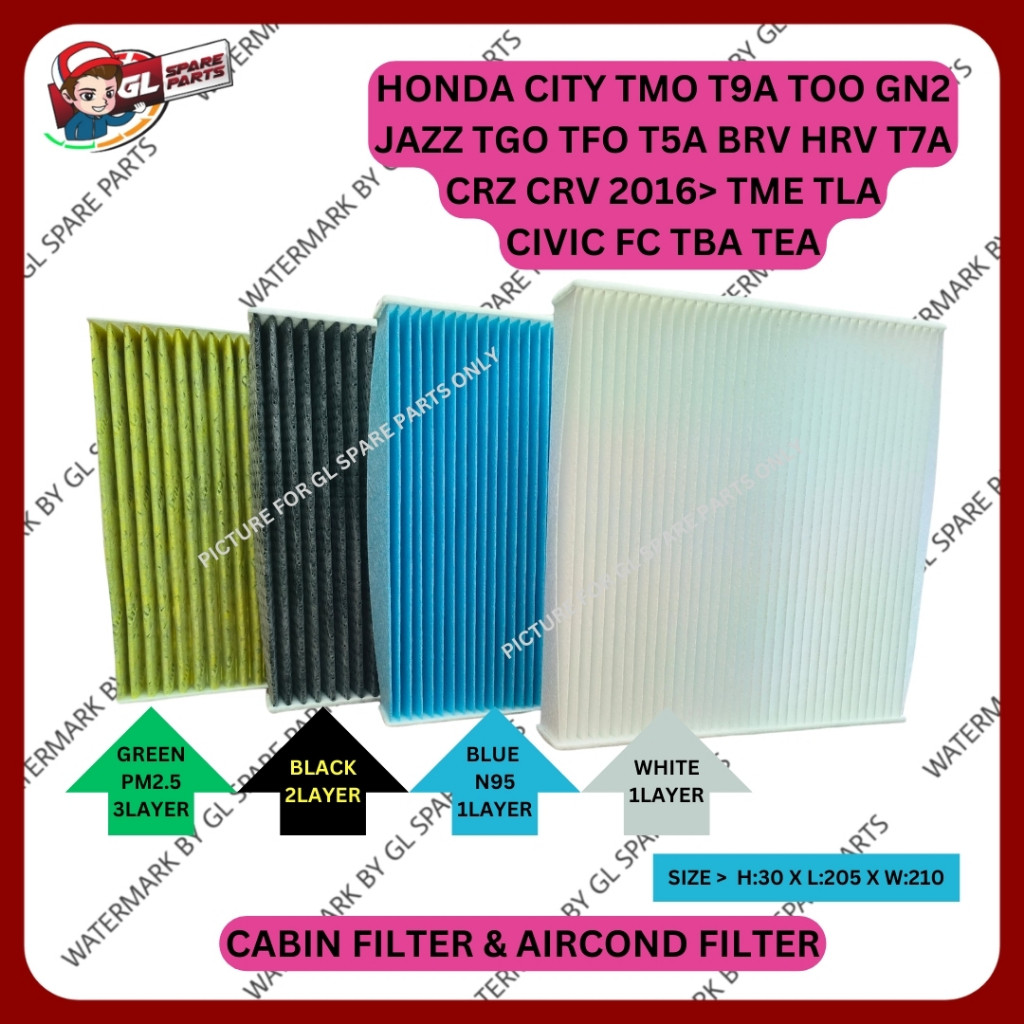 CABIN FILTER & AIRCOND COMPATIBLE WITH HONDA CITY TMO T9A TOO GN2 JAZZ ...