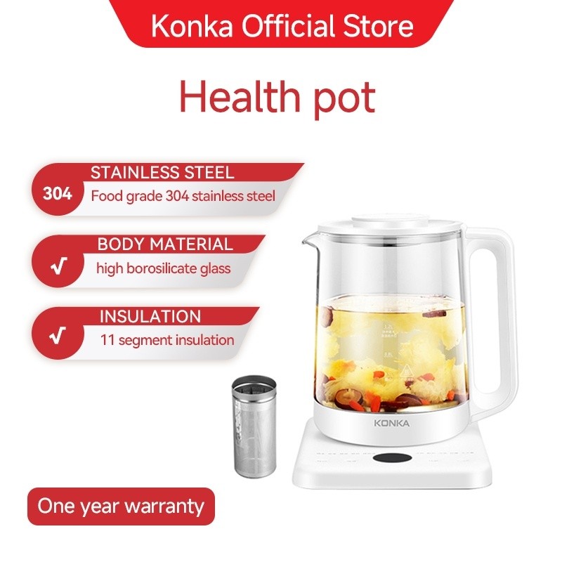 KONKA Healthy Pot 10 functions Electric Glass Kettle KHK-KX15(WB) | Shopee Malaysia