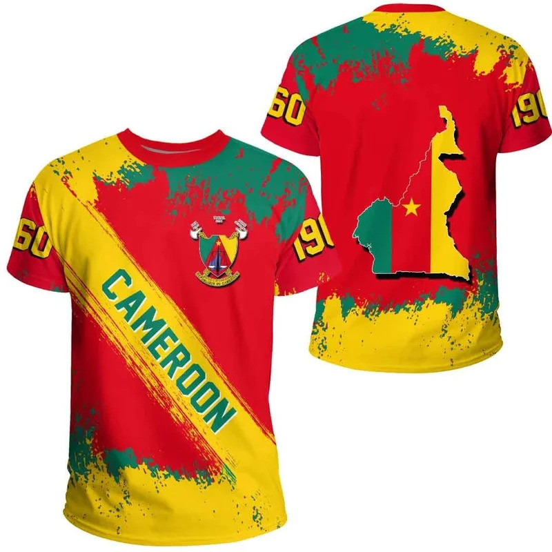 Africa Cameroon Flag Map 3D Printed T Shirt For Men Clothes National ...