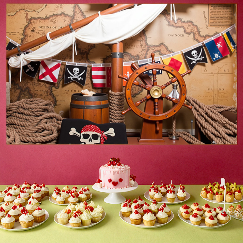 Pirate Party Decorations Banner Pirate Happy Birthday Backdrop Pirate ...