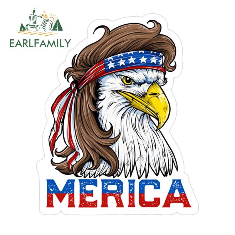 EARLFAMILY Eagle with Mullet Merica Car Sticker 4th of July American ...