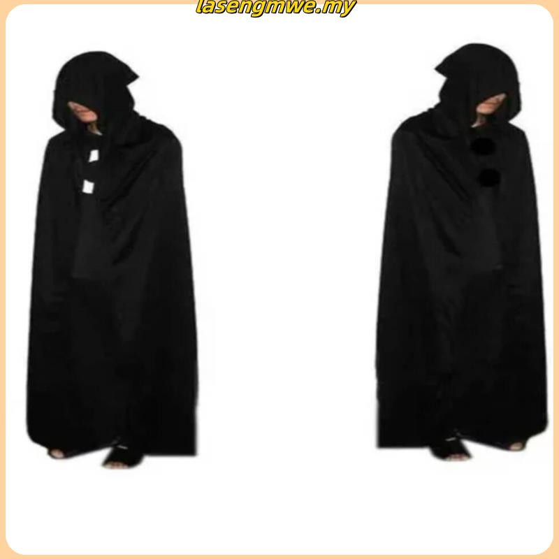2024 Hooded Black Halloween Cosplay Cloak Wizard Vampire Witch Robe ...