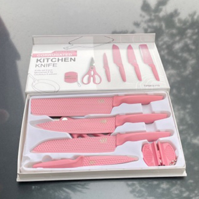 PREMIUM 6pcs Pink Knife Stainless Steel Kitchen Knife Set Gift Box Top ...